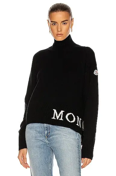 モンクレール TRICOT LUPETTO C.ZIP ニット セーター L Moncler Lupetto Tricot Sweater - Black | Editorialist