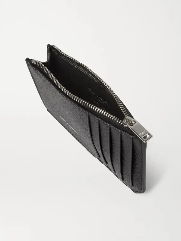 Saint Laurent Pebble-grain Leather Cardholder - Black