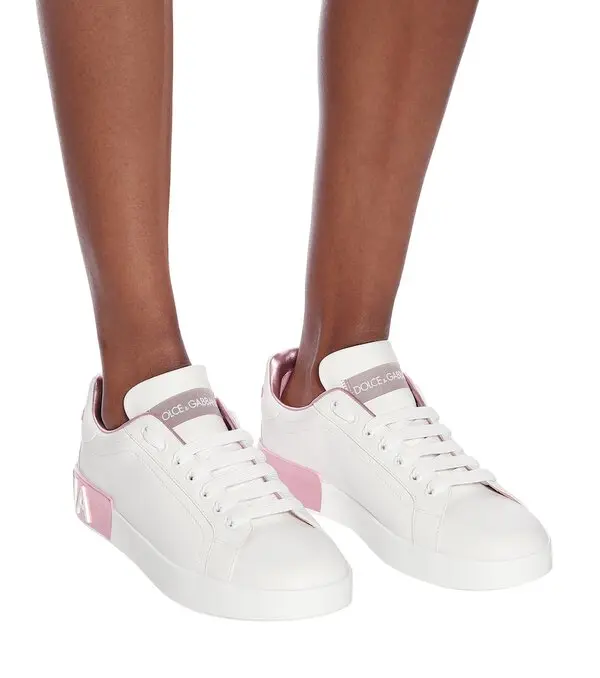 Dolce & Gabbana Portofino Leather Sneakers - White