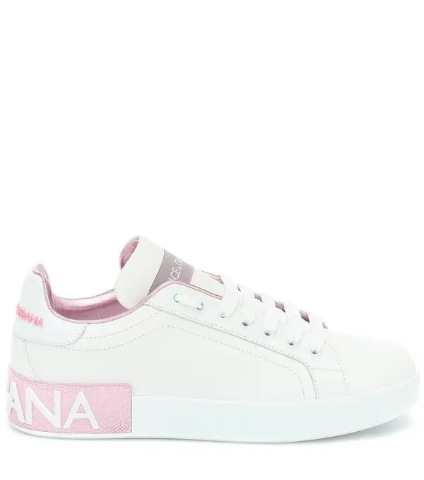 Dolce & Gabbana Portofino Leather Sneakers - White