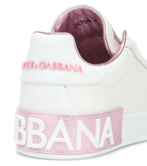 Dolce & Gabbana Portofino Leather Sneakers - White