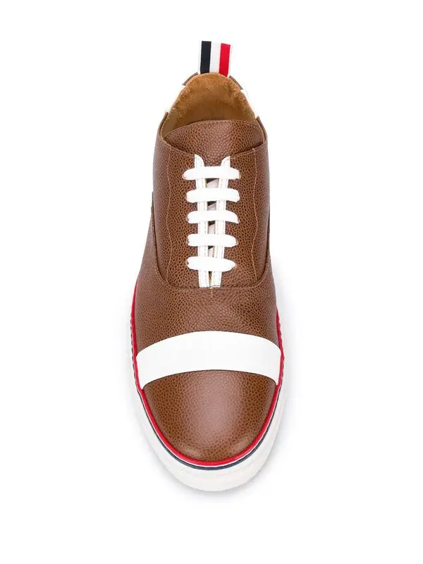 Thom Browne Striped Low-top Textured Leather Sneakers