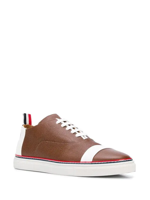 Thom Browne Striped Low-top Textured Leather Sneakers