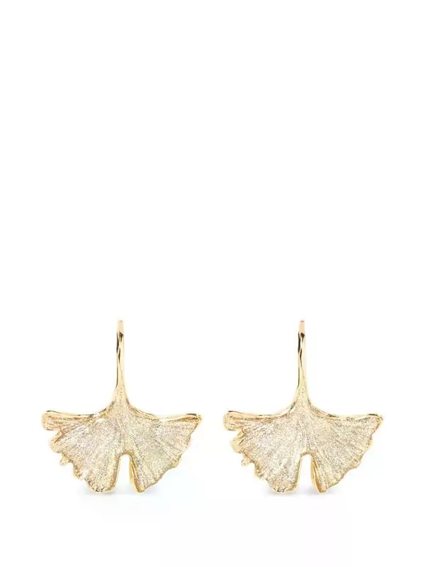 AURÉLIE BIDERMANN Ginkgo Leaf Drop Earrings - Gold
