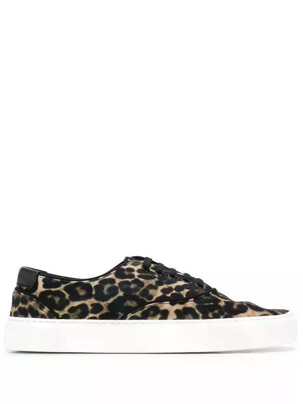 Saint Laurent Venice Leopard-print Sneakers - Black