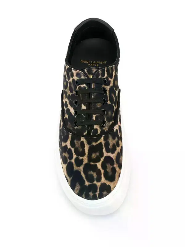 Saint Laurent Venice Leopard-print Sneakers - Black