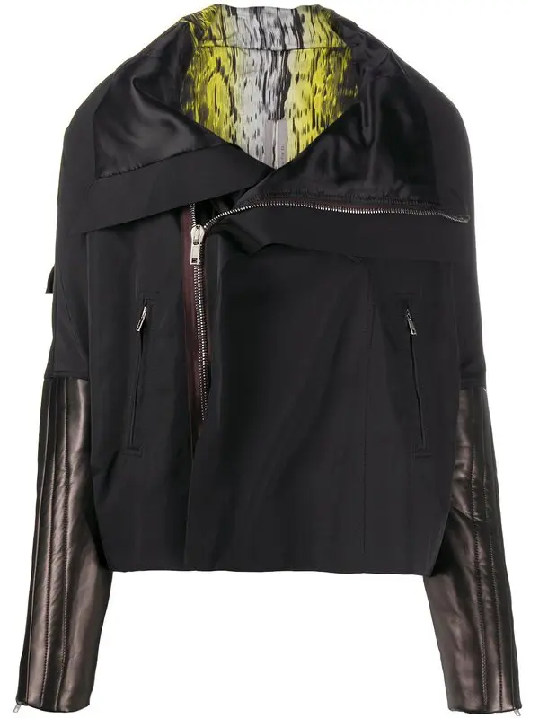 Rick Owens Leather Sleeve Zipped Jacket