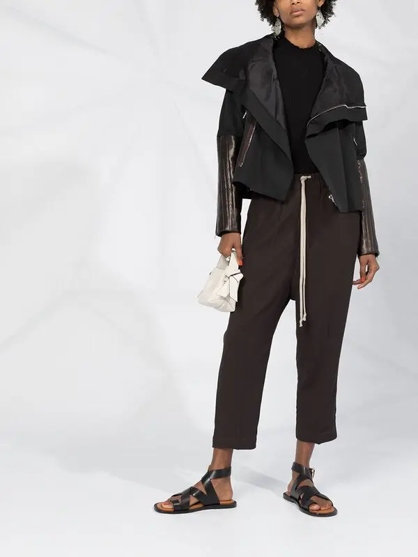 Rick Owens Leather Sleeve Zipped Jacket