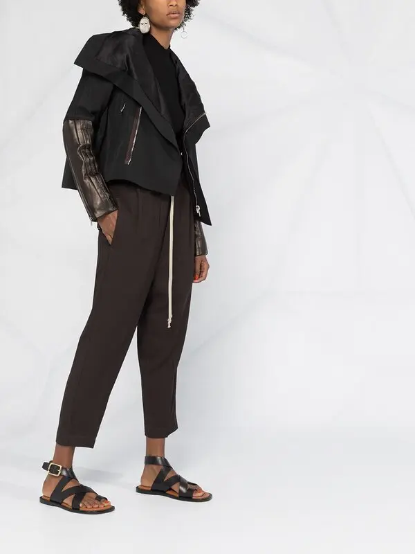 Rick Owens Leather Sleeve Zipped Jacket