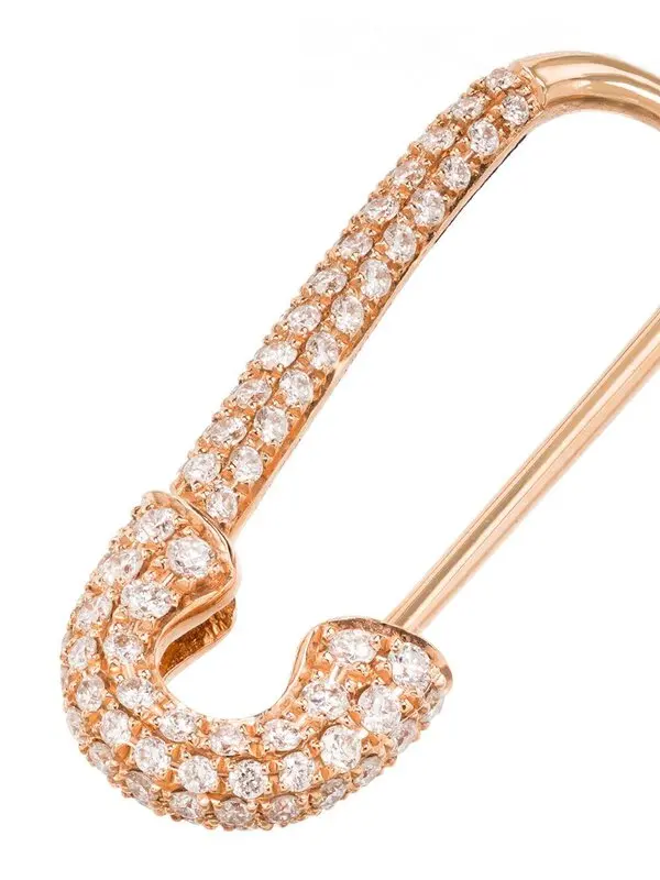 ANITA KO 18kt Safety Pin Diamond Stud Earring - Pink