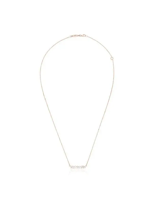 SUZANNE KALAN 18kt Rose Diamond Bar Necklace - Pink