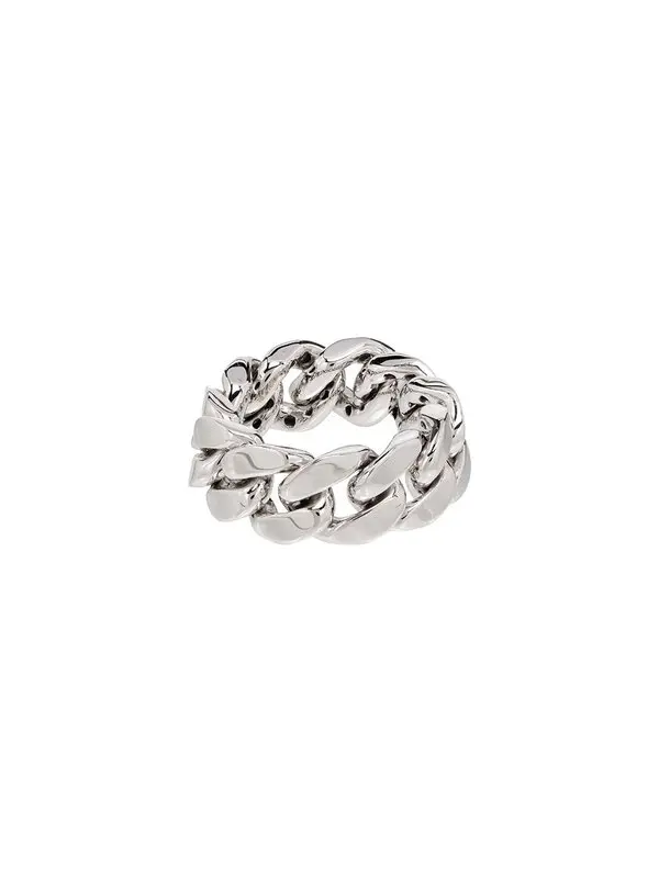Shay 18k White Gold Pavé Diamond Link Ring - Silver