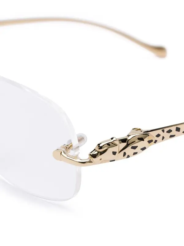 Cartier Panthère Rectangular Frame Glasses - Gold