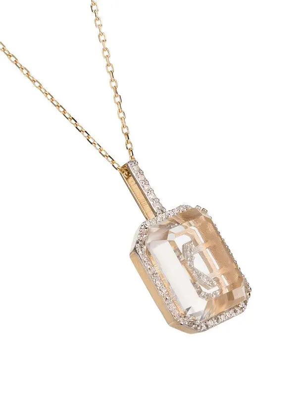 Mateo Crystal Frame Initial Pendant Necklace - Gold