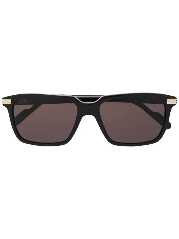 CARTIER C De Rectangular-frame Sunglasses - Black