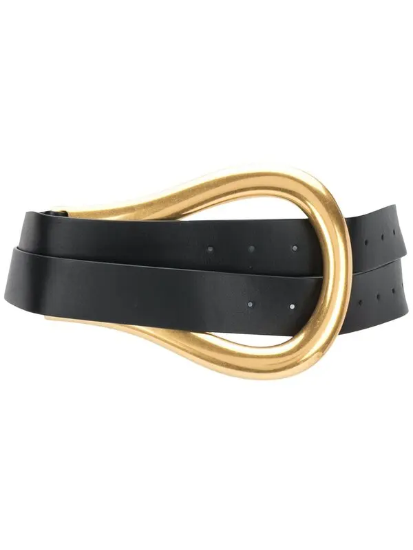 Bottega Veneta Double-Trap Leather Belt - Black | Editorialist display picture 3