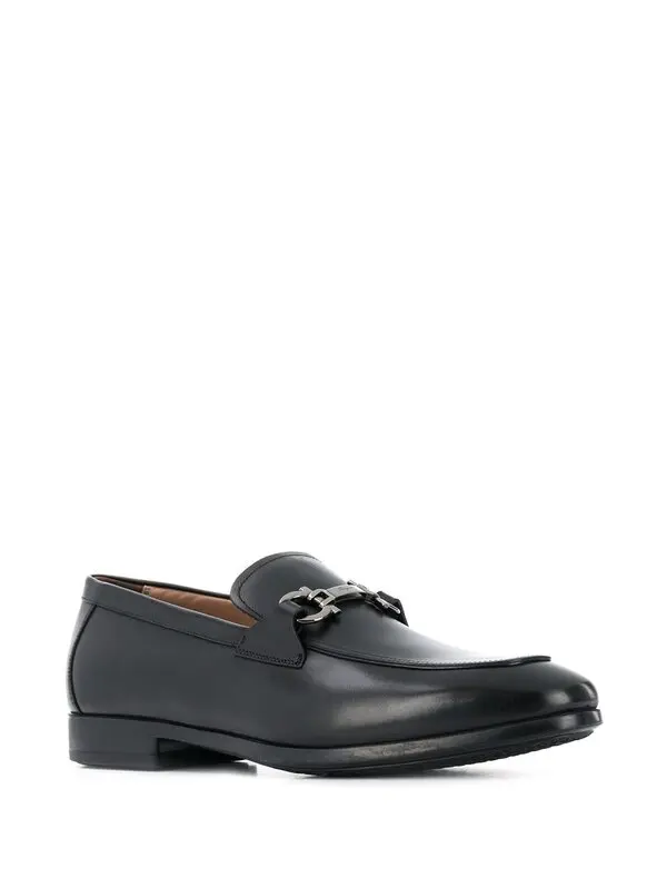 FERRAGAMO Ree Leather Loafers - Black