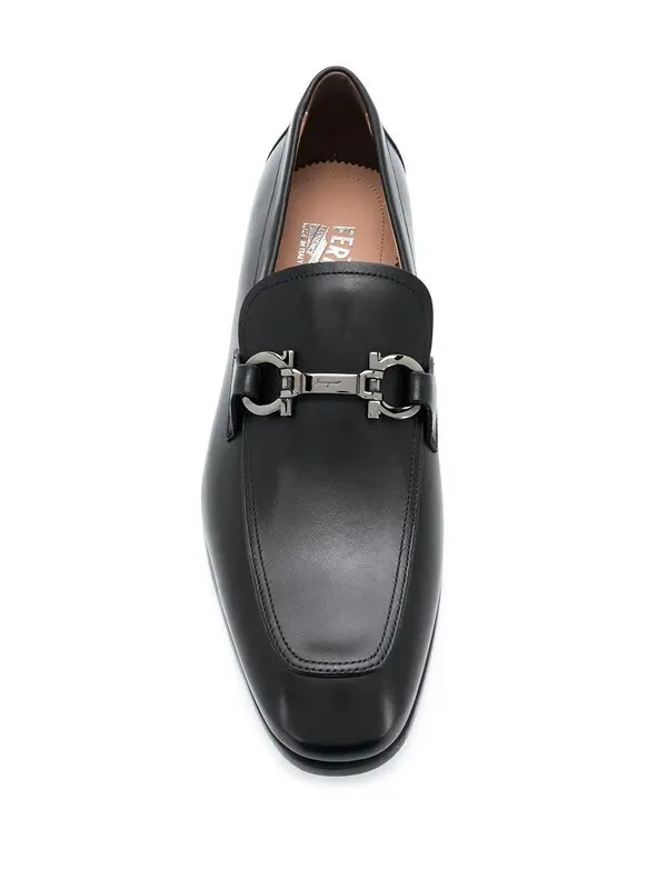 FERRAGAMO Ree Leather Loafers - Black