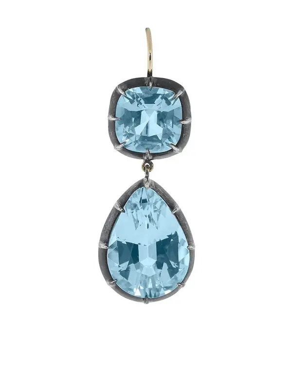 Fred Leighton 18kt Gold Double Drop Topaz Earrings - Blue