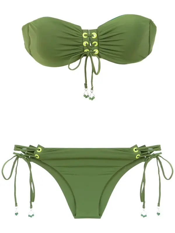 AMIR SLAMA Lace-up Bikini - Green
