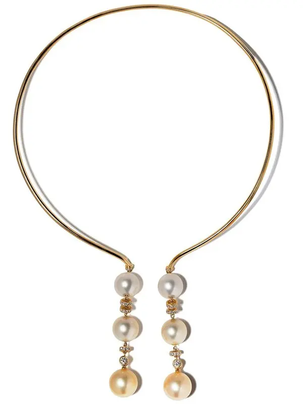 Yoko London Aurelia South Sea Pearl And Diamond Necklace - Gold