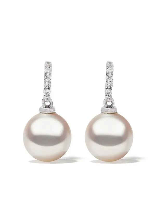 Yoko London 18kt White Gold Pearl And Diamond Earrings - Silver