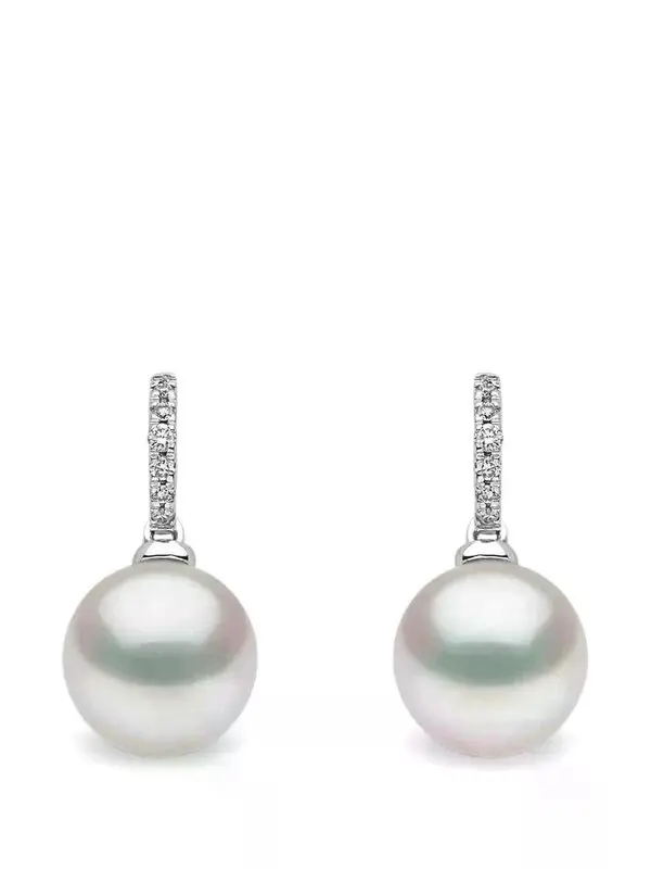 Yoko London 18kt White Gold Pearl And Diamond Earrings - Silver
