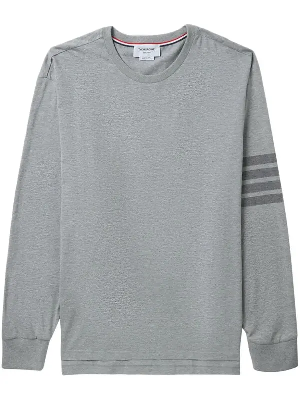 Thom Browne 4-bar Stripe Cotton T-shirt - Grey