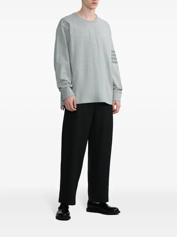 Thom Browne 4-bar Stripe Cotton T-shirt - Grey