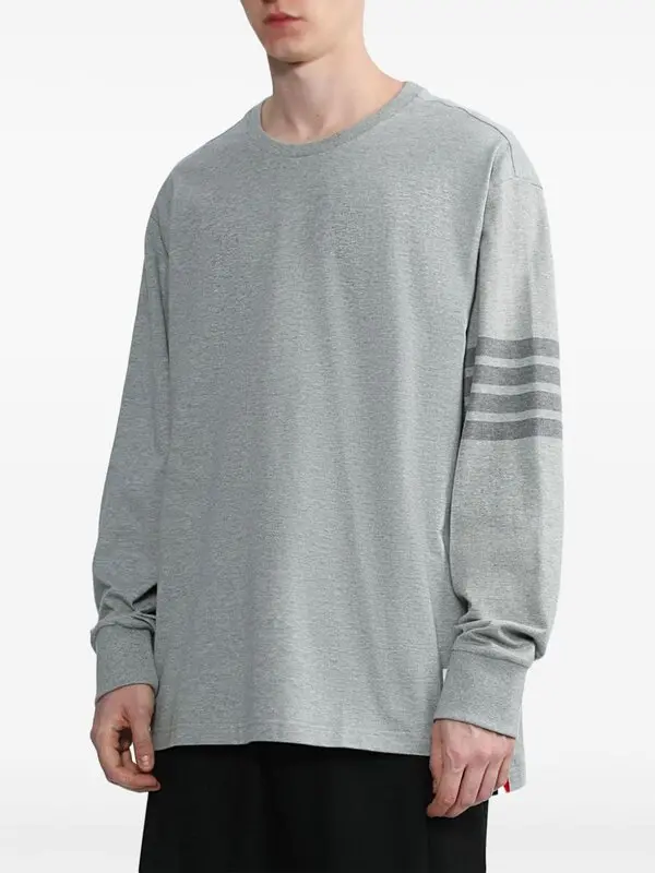 Thom Browne 4-bar Stripe Cotton T-shirt - Grey