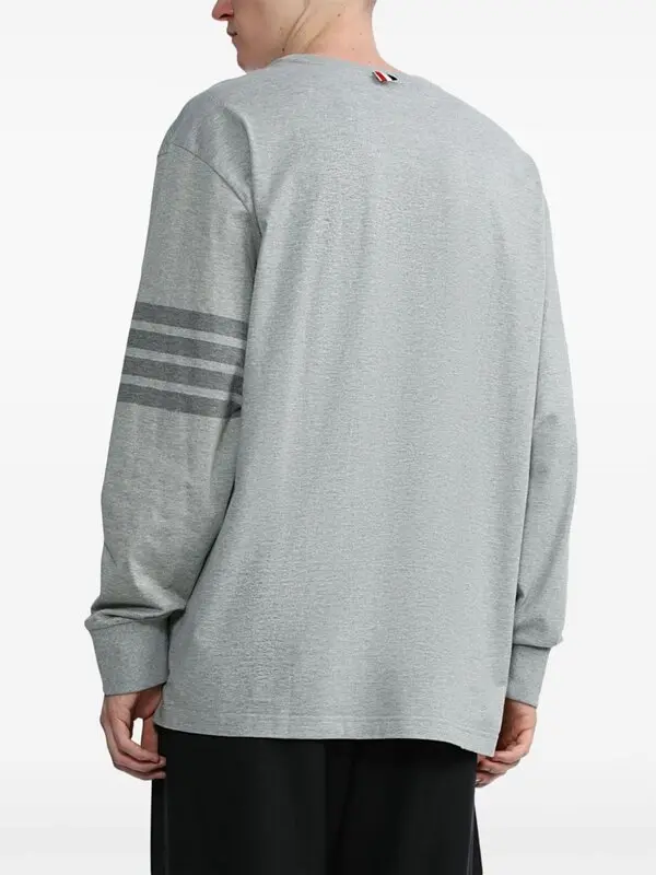 Thom Browne 4-bar Stripe Cotton T-shirt - Grey