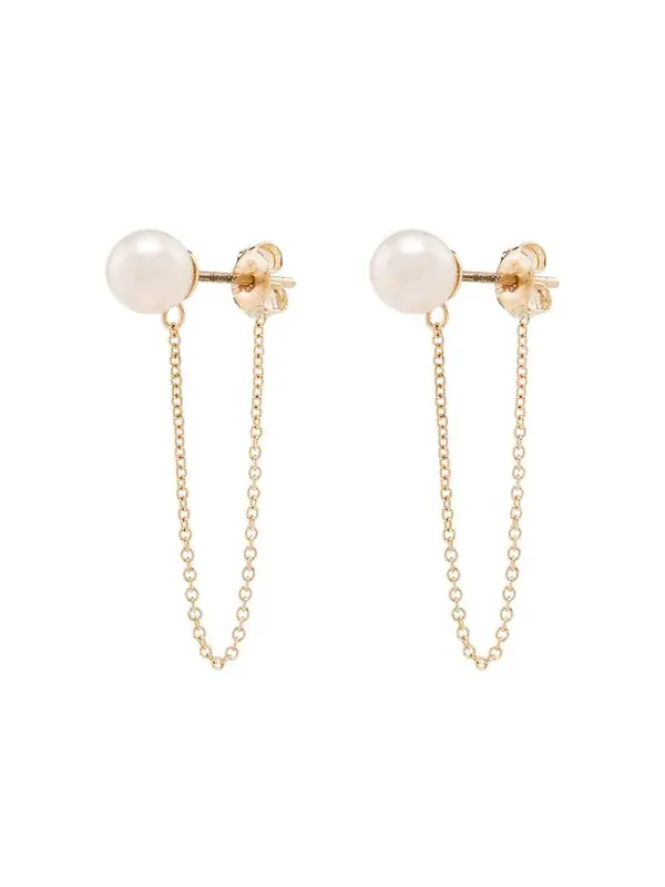 Mateo 14kt Pearl Chain Earrings - Gold