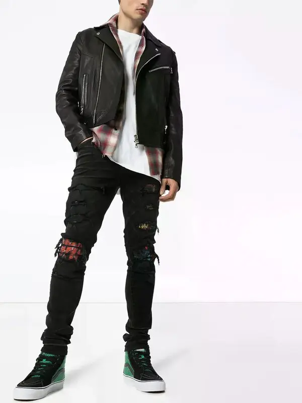 Amiri Mx1 Patch Distressed Slim-leg Jeans