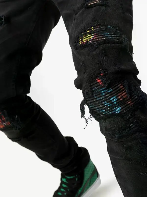 Amiri Mx1 Patch Distressed Slim-leg Jeans