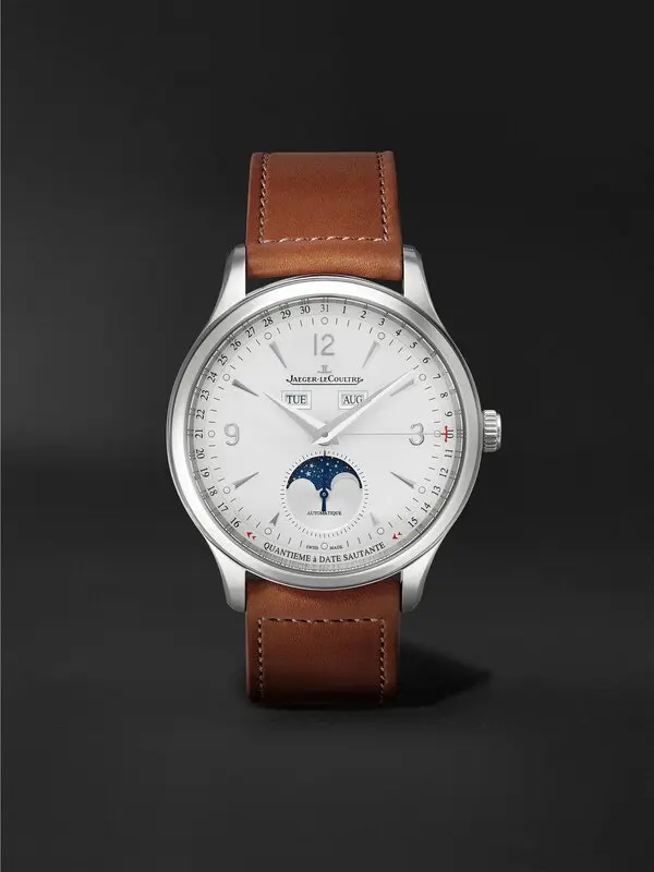 JAEGER-LECOULTRE Master Control Calendar Automatic 40mm Stainless Steel And Leather Strap Watch - Silver
