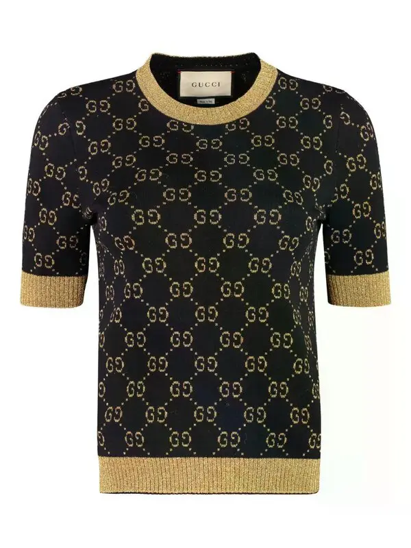 Gucci Gg Supreme Lurex Cotton Top - Blue