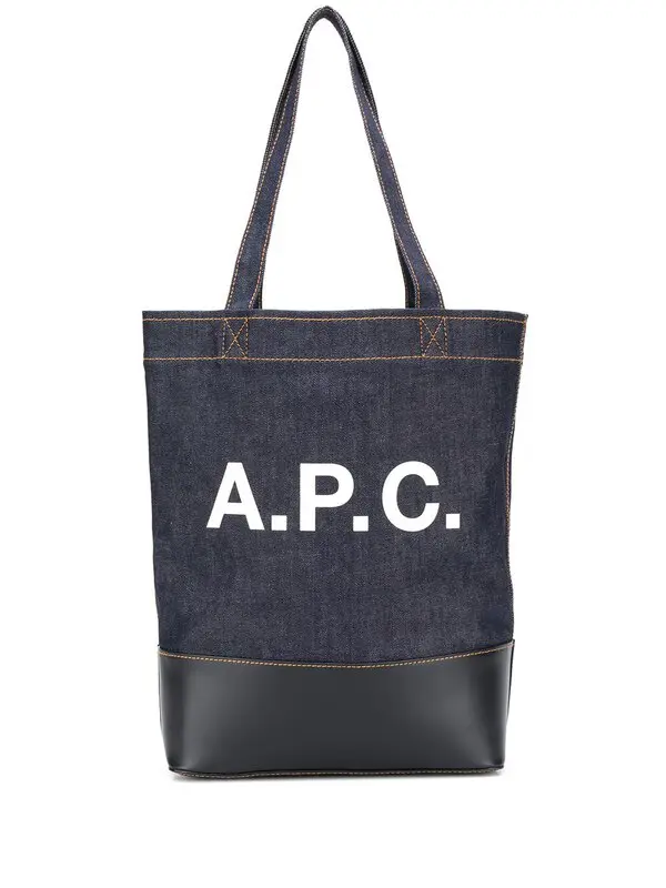 A.p.c. Logo Print Denim Tote