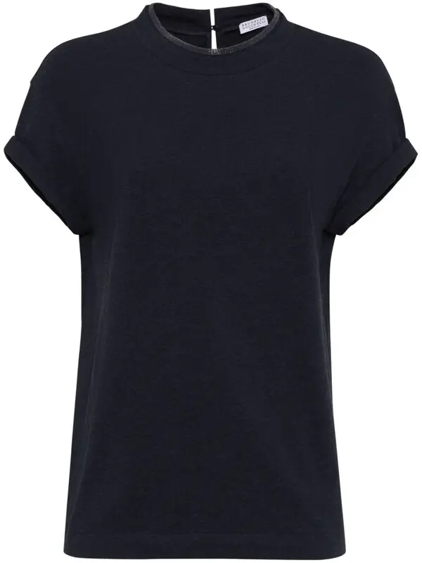 Brunello Cucinelli Keyhole Detail T-shirt - Grey