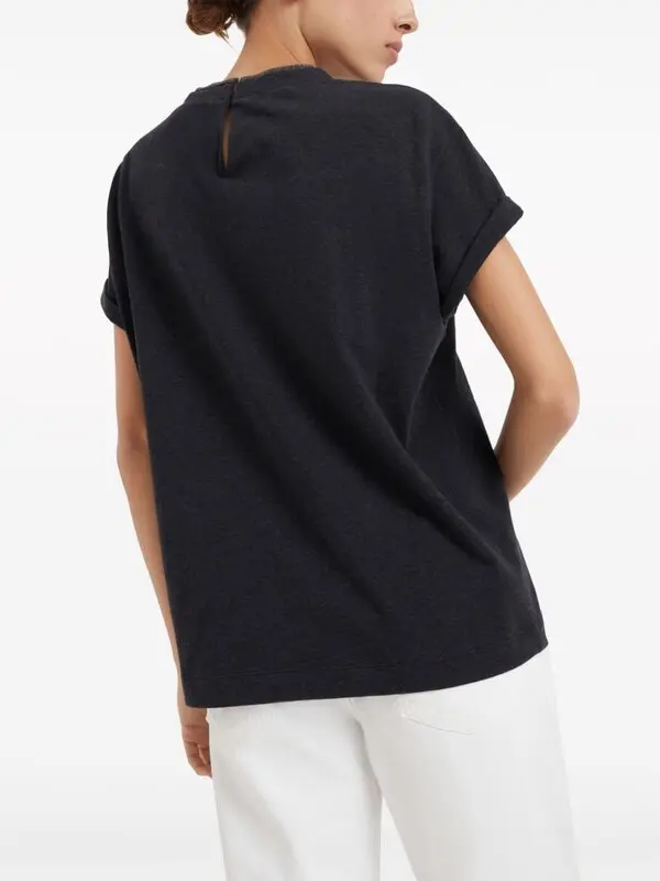 Brunello Cucinelli Keyhole Detail T-shirt - Grey