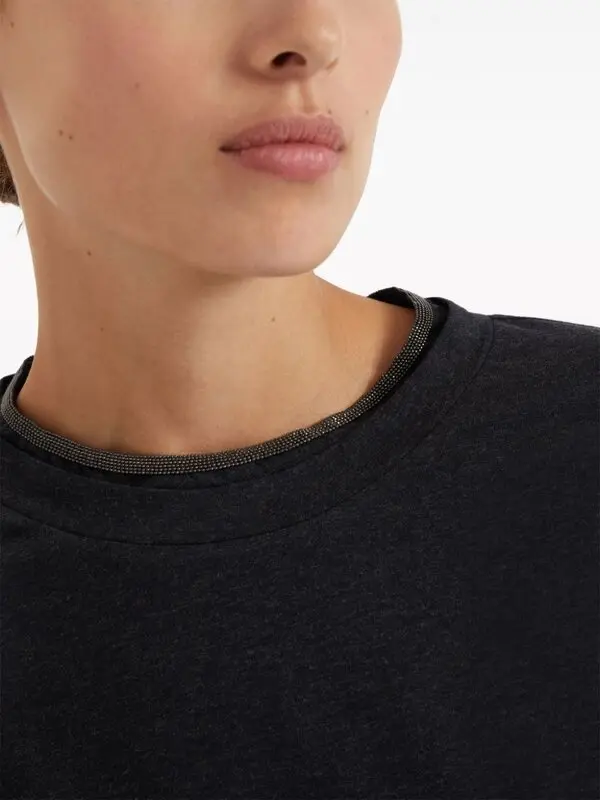Brunello Cucinelli Keyhole Detail T-shirt - Grey