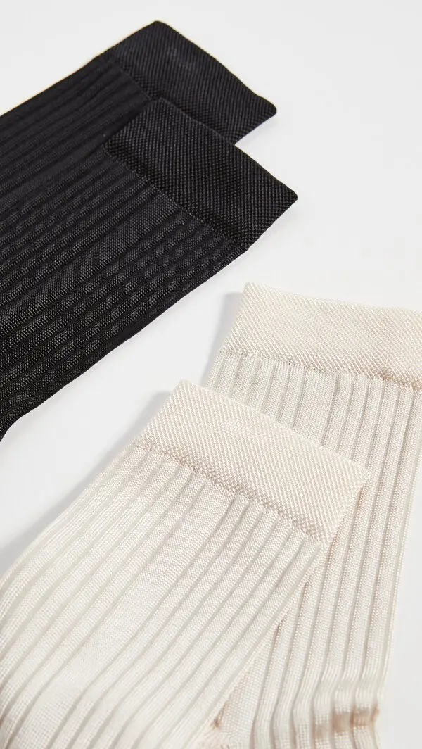 STEMS Classic Ribbed Socks 2 Pack - Black & Ivory