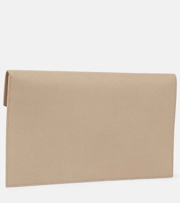 Saint Laurent Uptown Leather Clutch - Beige