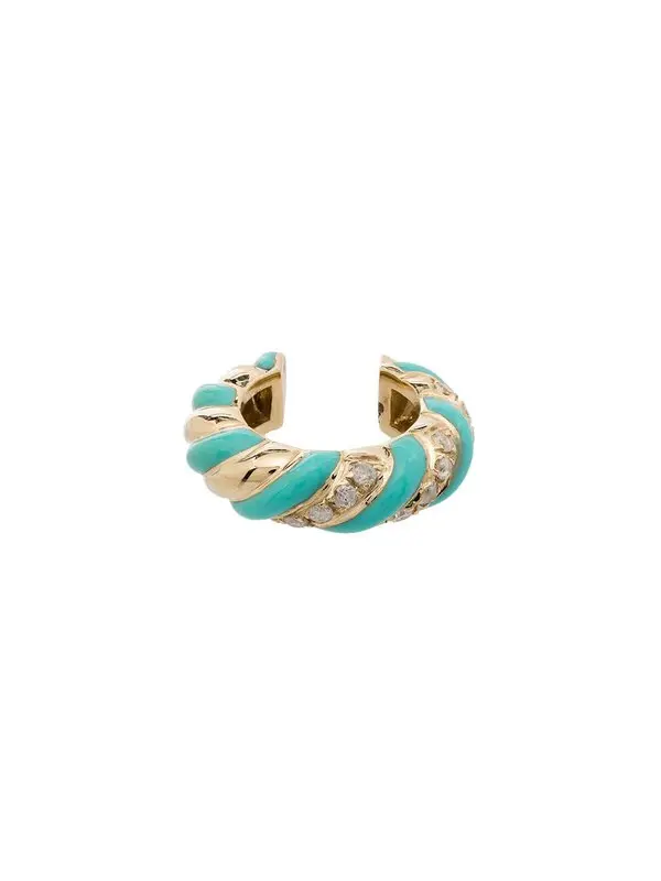 Yvonne Léon 9kt Turquoise And Diamond Ear Cuff - Gold