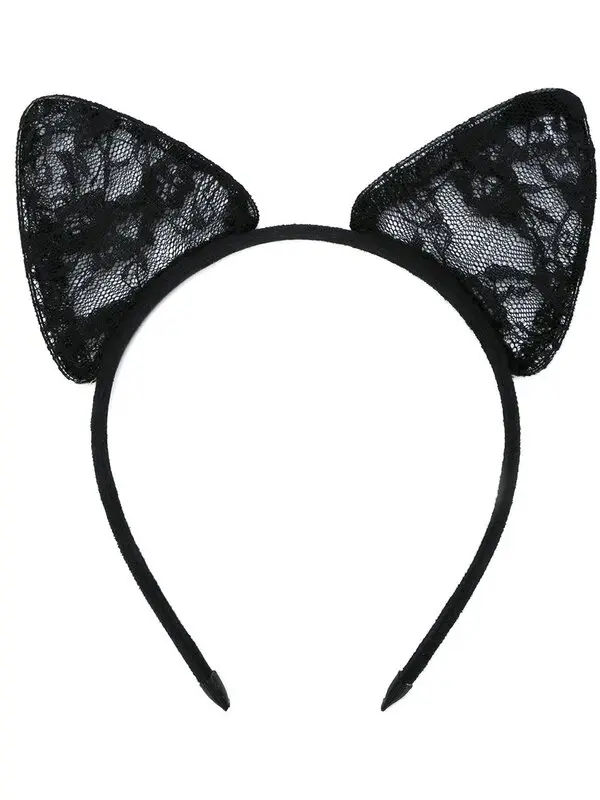 MAISON CLOSE Lace Cat Ear Headband - Black