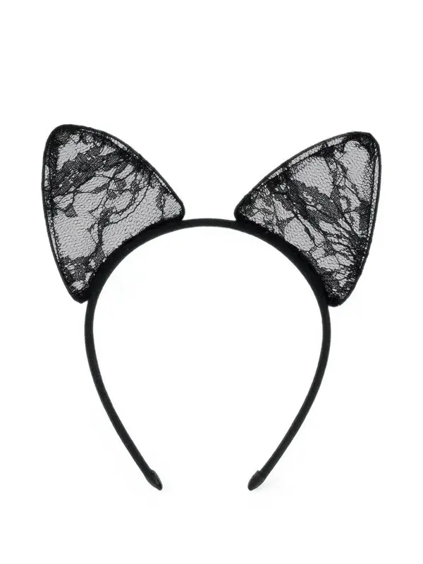 MAISON CLOSE Lace Cat Ear Headband - Black