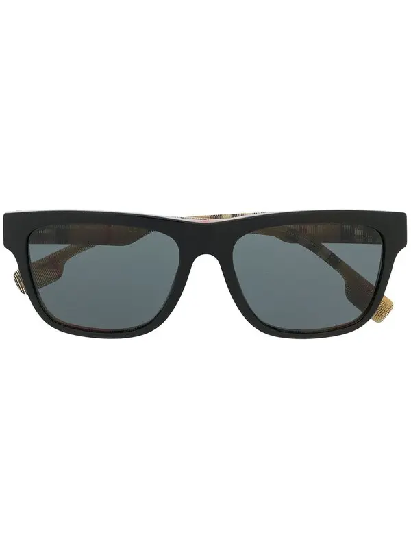 Burberry Vintage Check Square Frame Sunglasses - Black