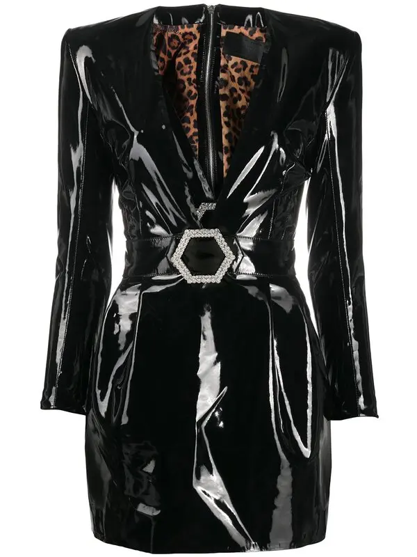 Philipp Plein Plunging V-neck Mini Dress