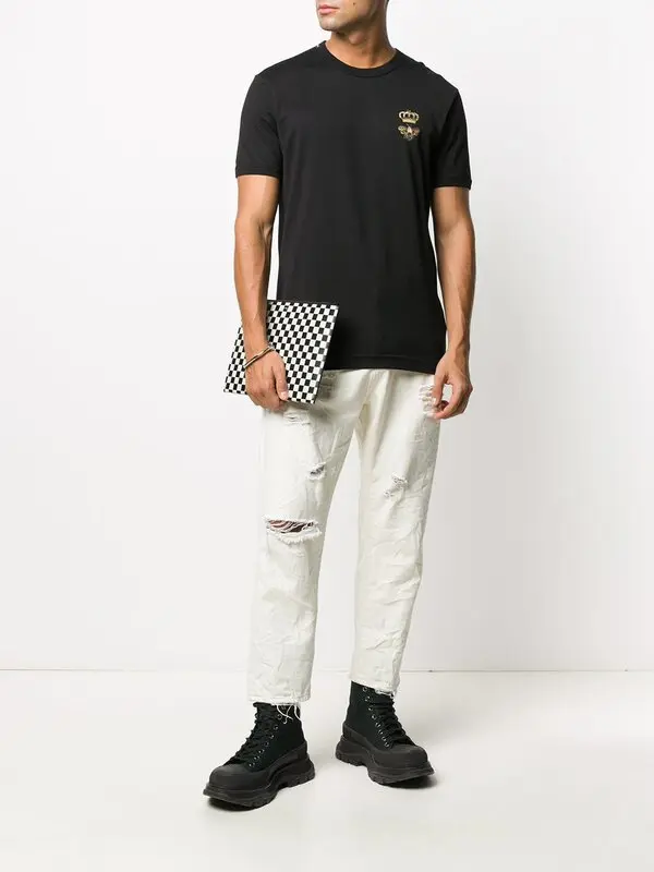 Dolce & Gabbana Embroidered Cotton T-shirt - Black