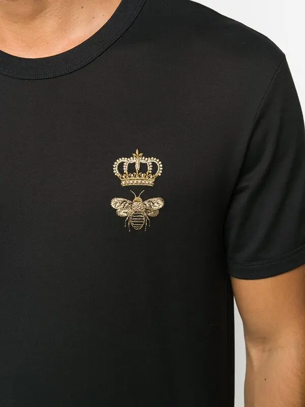 Dolce & Gabbana Embroidered Cotton T-shirt - Black
