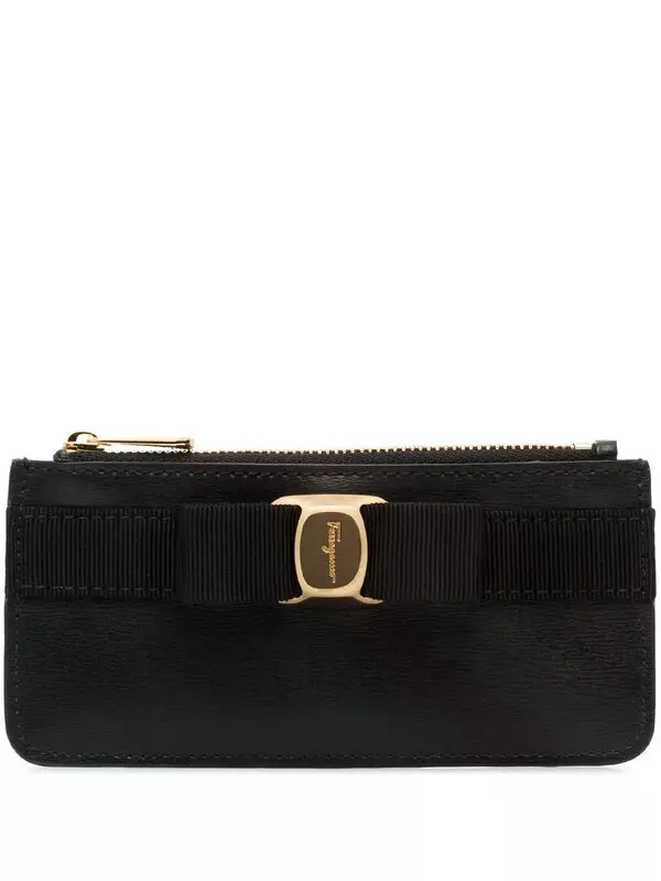 FERRAGAMO Vara Bow Long Leather Wallet - Black